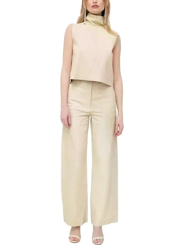 NOTES DU NORD Leather High-neck Vest - Neutrals