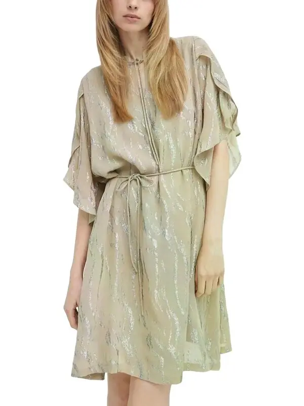 BRUUNS BAZAAR Abstract-print Tiered Mini Dress - Neutrals
