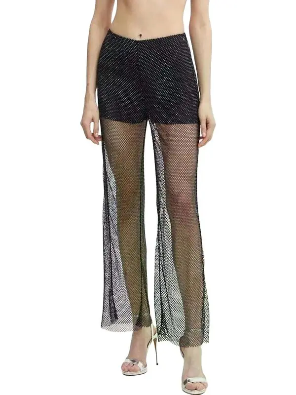 CUSTOMMADE Petra Beaded Mesh Trousers - Black
