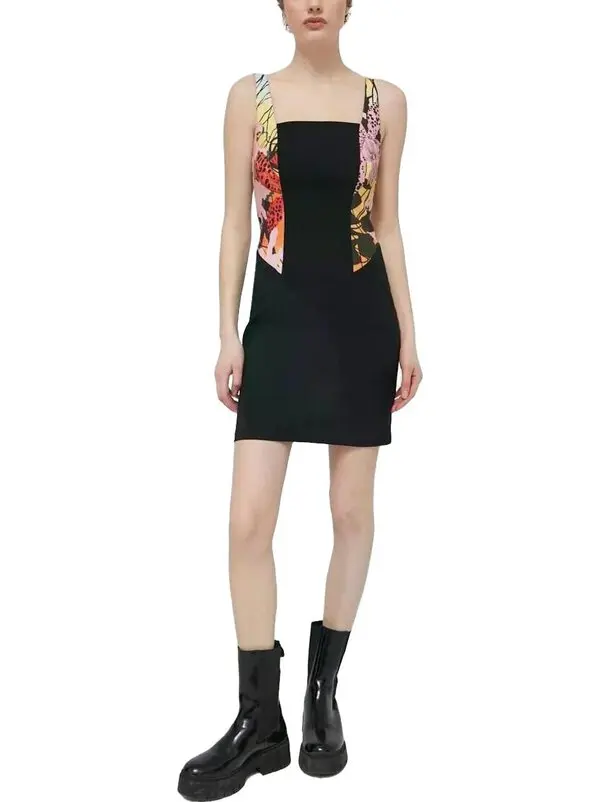 Desigual Floral Panelled Mini Day Dress - Black
