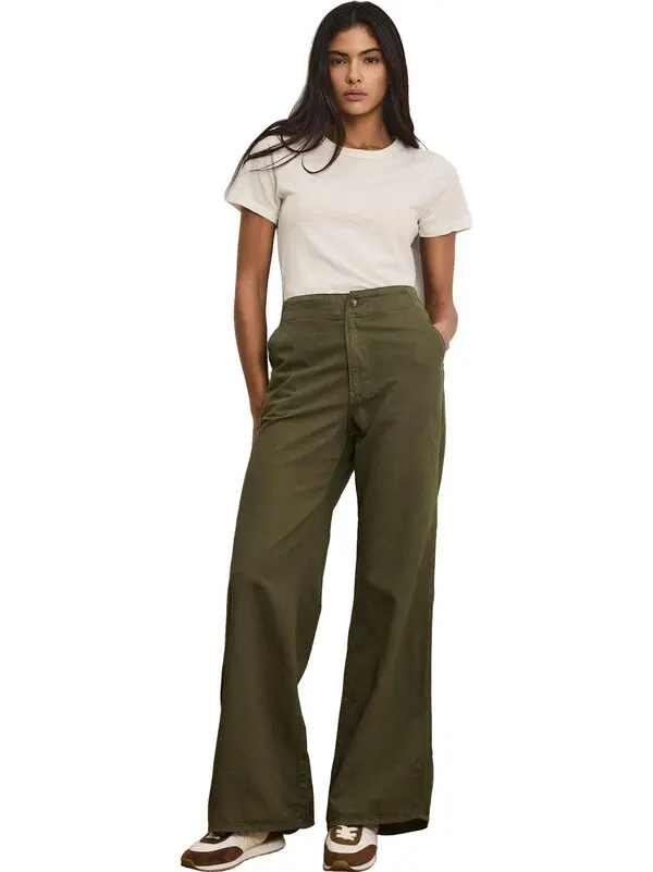 Veronica Beard Kasey Vegan Leather Wide-leg Pants - Army