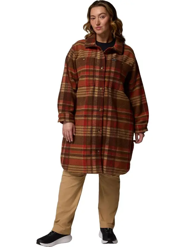 Columbia Wildest Venture™ Long Fleece Coat Plus Size - Tobacco Vagabond Plaid