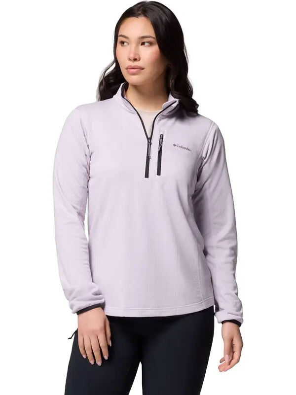 Columbia Essential Hike Grid Fleece Half Zip Jacket - Lavender Pearl, Black