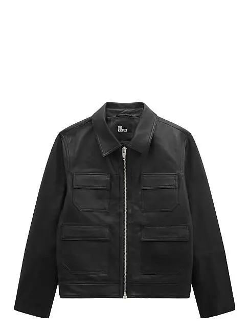 The Kooples Four-pocket Zip-up Leather Jacket - Black