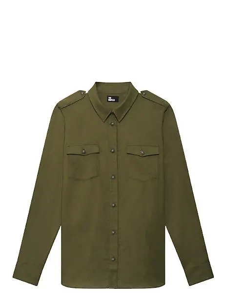The Kooples Long-sleeved Cotton Shirt - Kaki