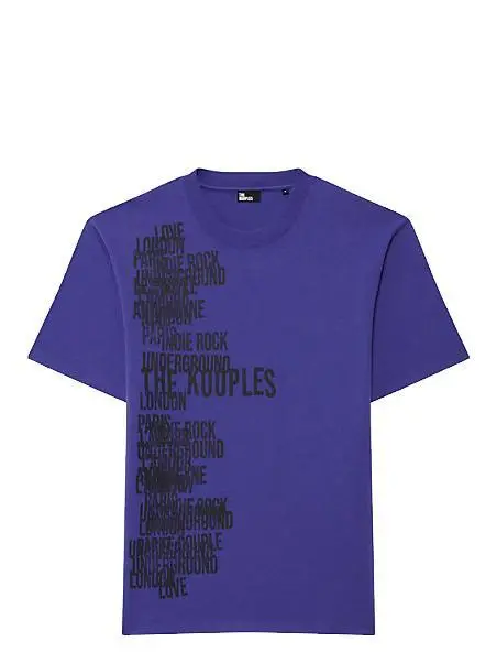 The Kooples Branded Short-sleeved Cotton-jersey T-shirt - Electric Blue