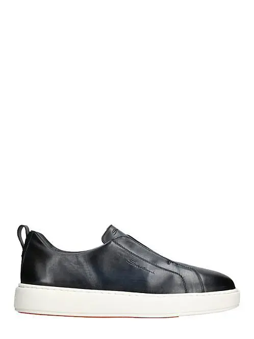 Santoni Clean Icon Victory Leather Low-top Trainers - Navy
