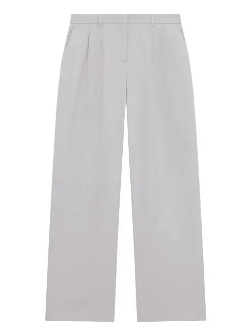 The Kooples Wide-leg Mid-rise Cotton Trousers - Light Purple