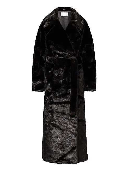 THE FRANKIE SHOP Joni Notched-lapel Faux-fur Coat - Dark Espresso