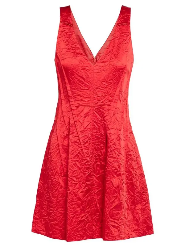 JASON WU Crushed Satin V-neck Mini Dress - Red