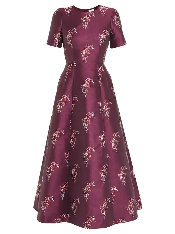 Adam Lippes Evangeline Silk Jacquard Midi Dress - Redpat