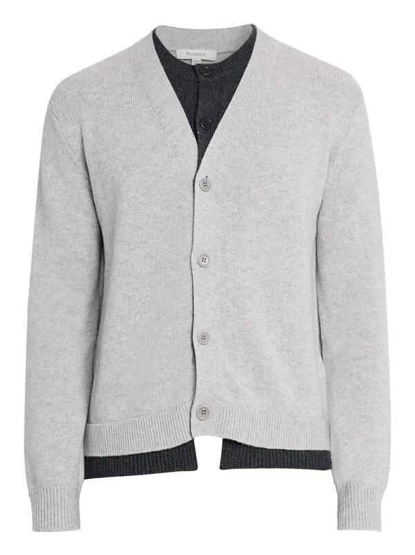 JW Anderson Contrast Layered Cardigan - Charcoal Melange
