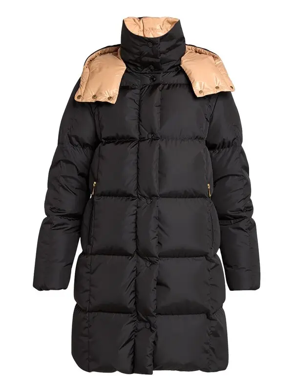 Moncler Long Down Puffer Coat With Detachable Hood - Black