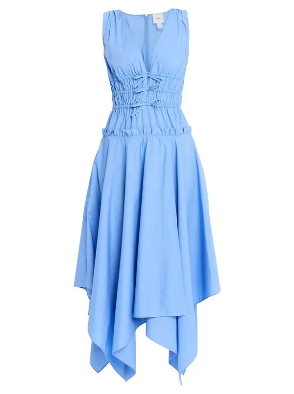 AKNVAS Zelie Tie-front Cotton Poplin Dress - Cornflower Blue