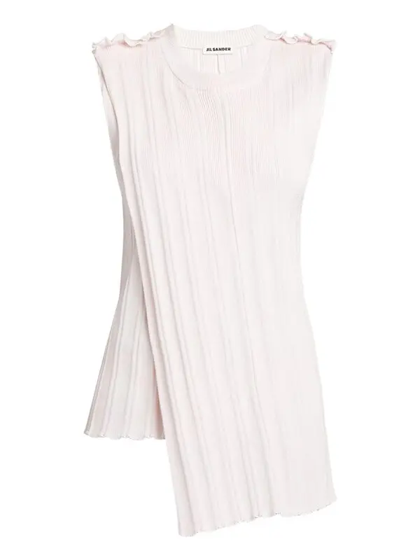 JIL SANDER Ruffle Trim Fine Ribbed Knit Vest - Morganite