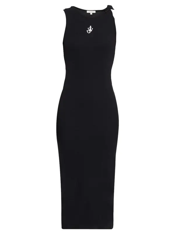 JW Anderson Anchor Embroidered Body-con Midi Dress - Black