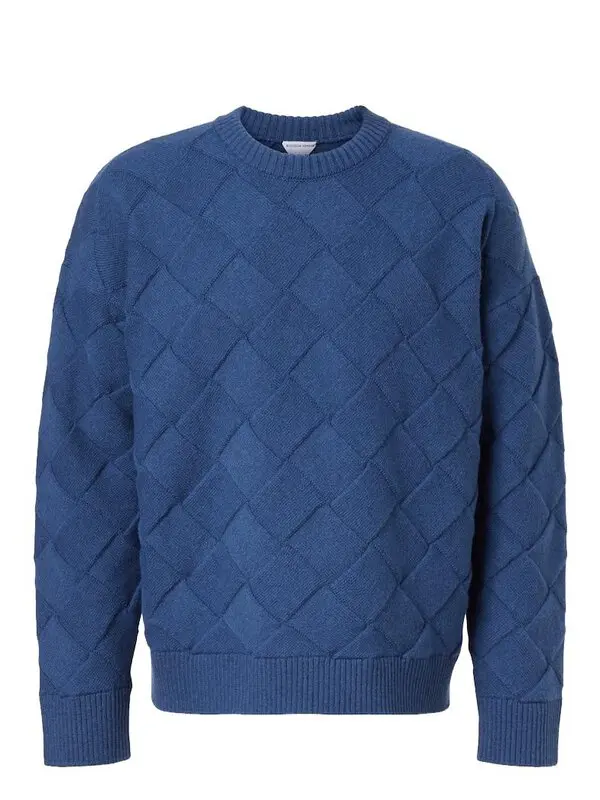 Bottega Veneta Intreccio Wool-blend Sweater - Blue