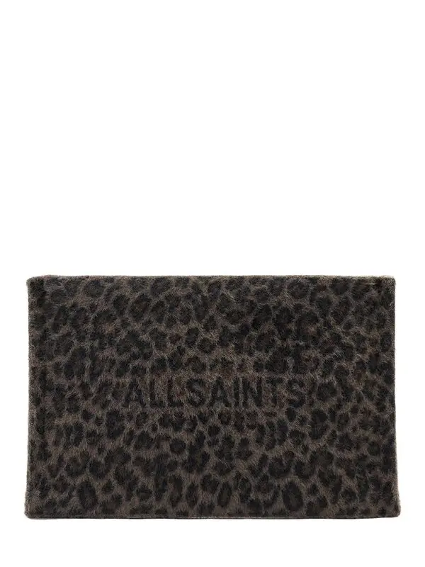 ALLSAINTS Izzy Leopard Clutch - Brown
