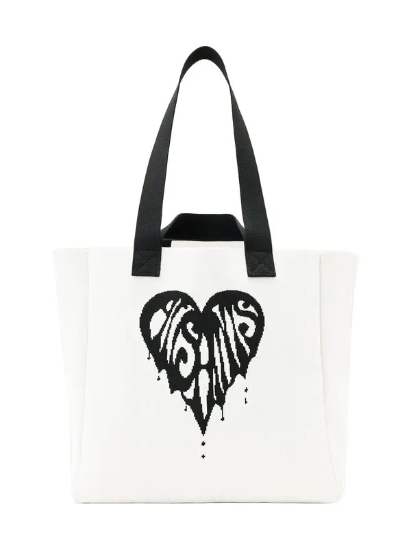 ALLSAINTS Izzy Heart Large Knitted Tote Bag - White
