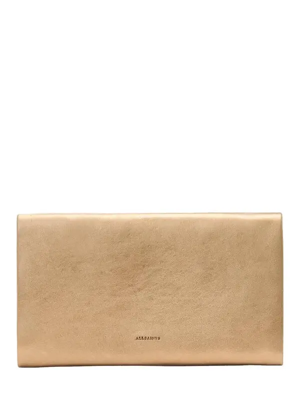 ALLSAINTS Harluna Leather Clutch - Warm Brass