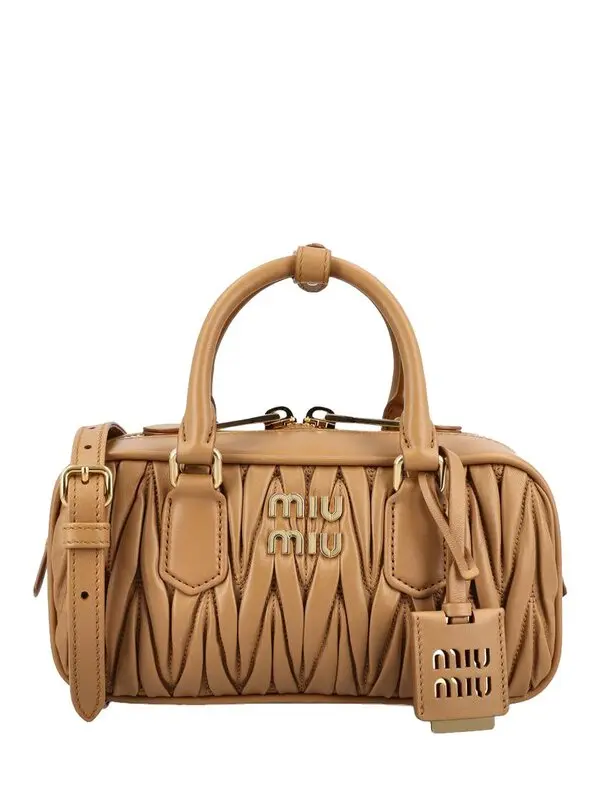 Miu Miu Arcadie Matelassé Nappa Leather Bag - Brown