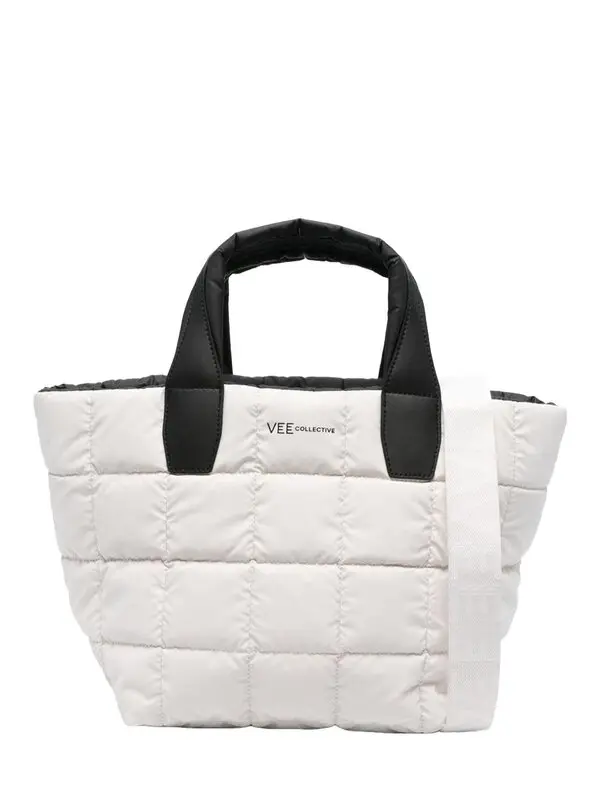 VEECOLLECTIVE Square Pattern Tote Bag - White