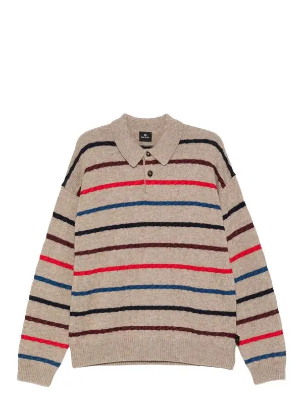 Paul Smith Long Sleeve Polo Shirt - Beige