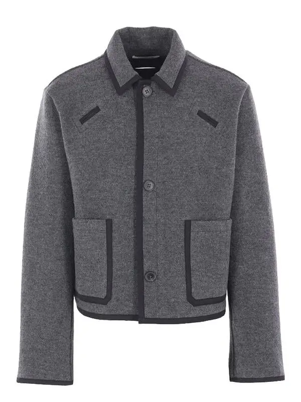 DIOMENE Boiled Wool Jacket With Contrast Piping - Coal Smoke