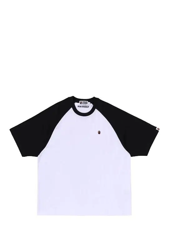 A BATHING APE One Point Relaxed Fit Raglan Tee Shirt - White