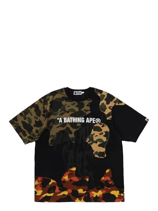 A BATHING APE 1st Camo Upcycled Logo Relaxed Fit Tee Shirt - Black