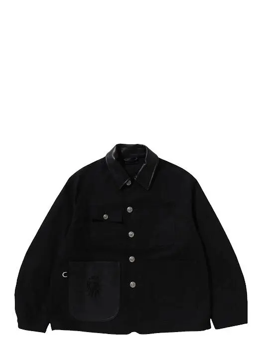 BAPE Leather Trim Chore Jacket - Black