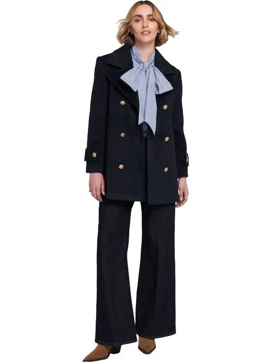ELLE COLLECTION Melton Pea Coat - Navy