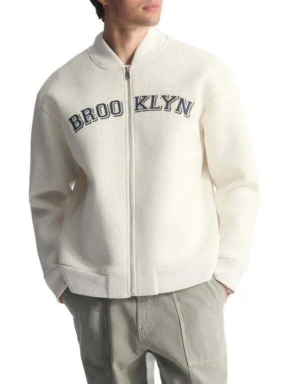 Brooklyn Industries Logo Graphic Zip Sweatshirt - Antique White