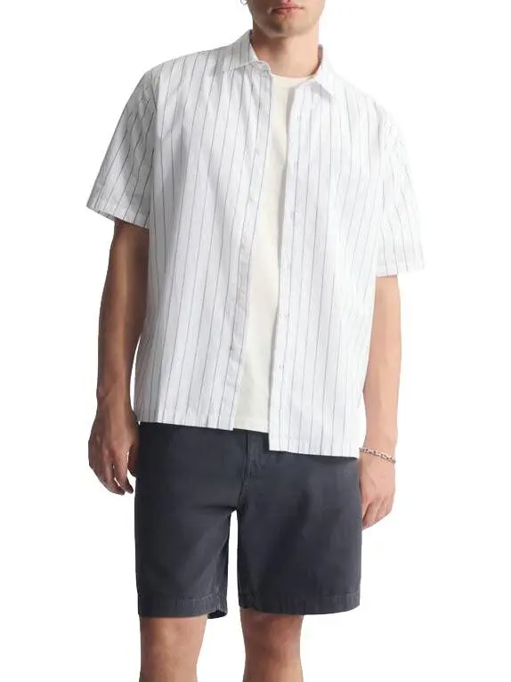 Brooklyn Industries Stripe Short Sleeve Cotton Button-up Shirt - Castlerock
