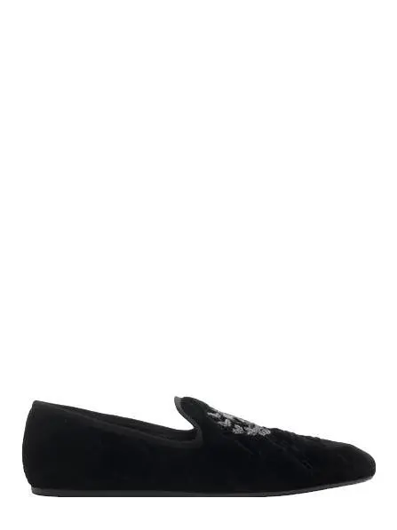 Burberry Quilted Velvet Estate Slippers - Black