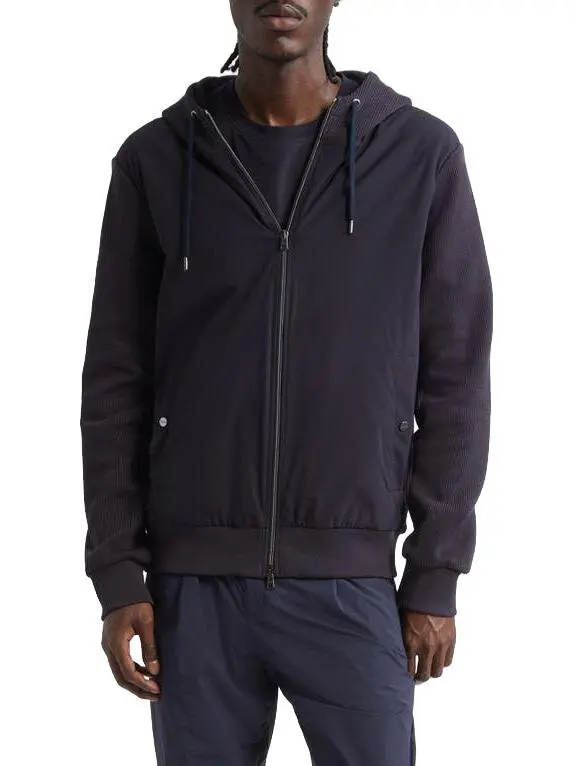 Herno Resort Interlock & Stretch Nylon Hooded Jacket - Blue Navy