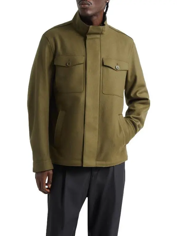 Herno Virgin Wool Blend Shirt Jacket - Military Green