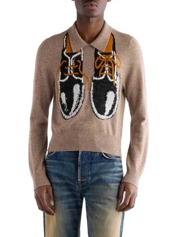 Acne Studios Klastron Intarsia Richard Sweater - Greige Melange