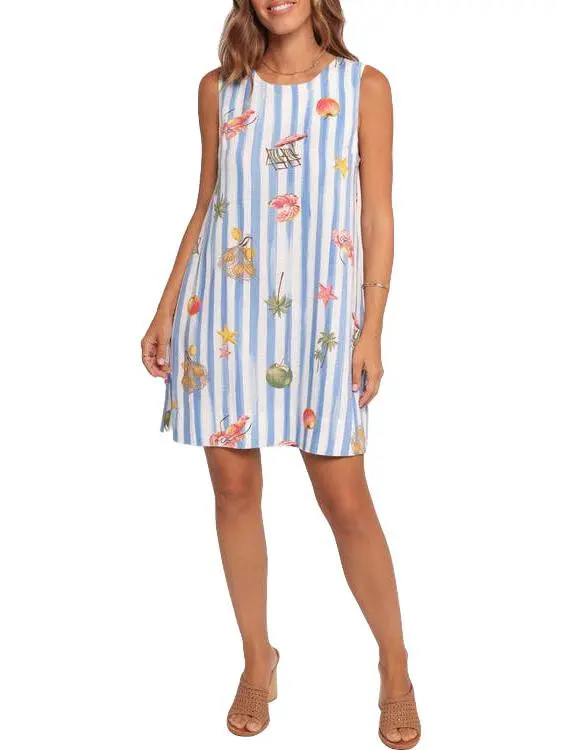 PETAL & PUP Striped Vacation Print Mini Dress - Blush