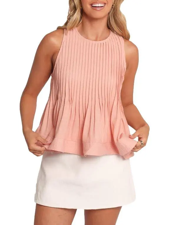 PETAL & PUP Pintuck Pleat Cotton Blend Tank - Blush