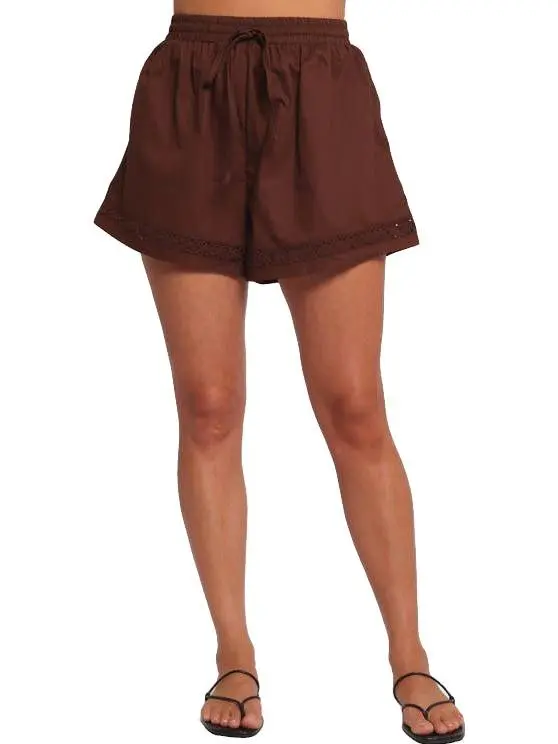 PETAL & PUP Cotton Drawstring Shorts - Chocolate