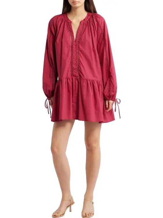 PETAL & PUP Hart Long Sleeve Mini Dress - Wine