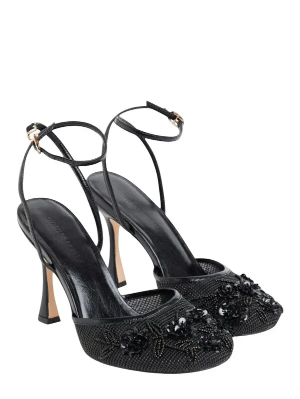 Cynthia Rowley Palau Embellished Mesh Heels - Black