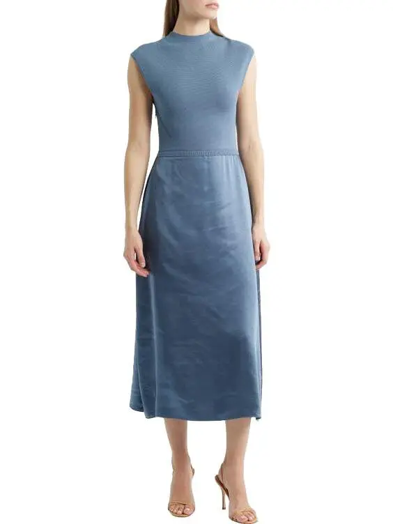 BOSS Ferdolini Mixed Media Midi Dress - Open Bu