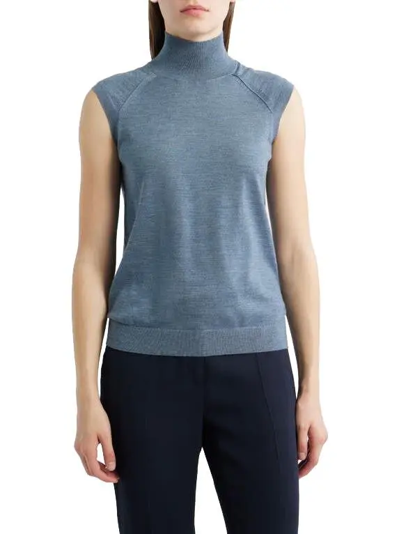 BOSS Fipini Turtleneck Sleeveless Virgin Wool Sweater - Tanzanite