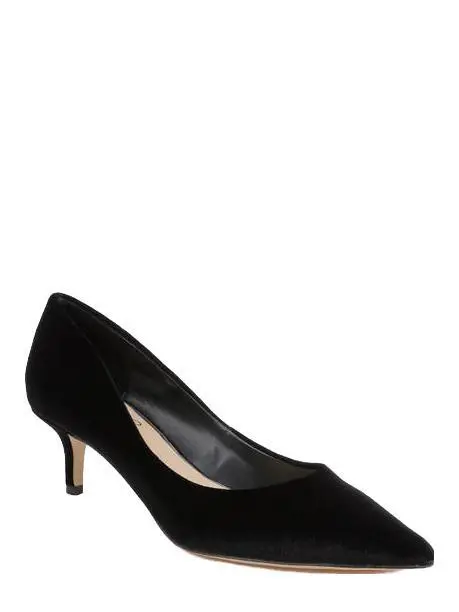 Badgley Mischka Enola Pointed Toe Kitten Heel Pump - Black Velvet