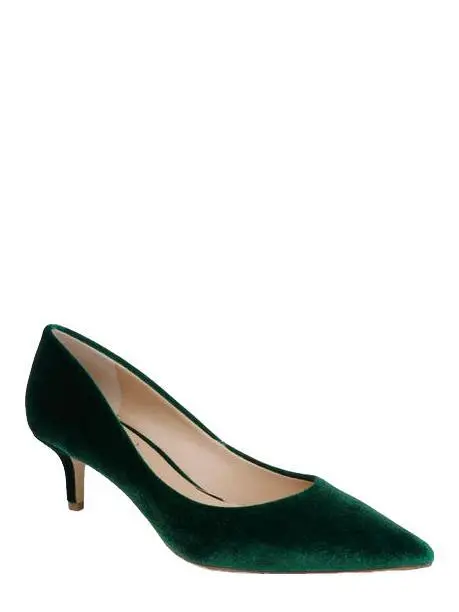 Badgley Mischka Enola Pointed Toe Kitten Heel Pump - Green Velvet