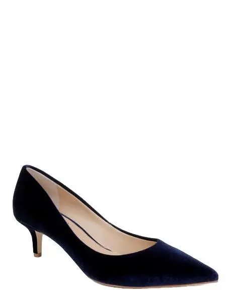 Badgley Mischka Enola Pointed Toe Kitten Heel Pump - Navy Velvet