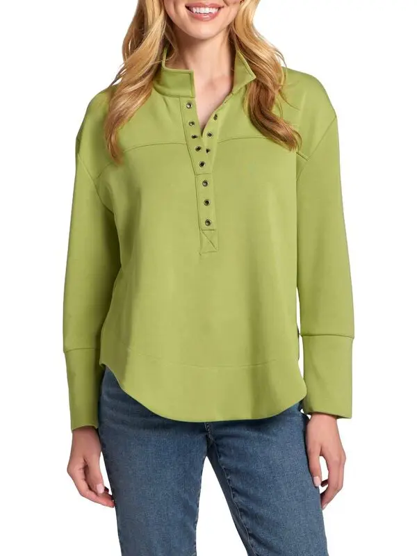 APNY Grommet Henley Long Sleeve Top - Citron