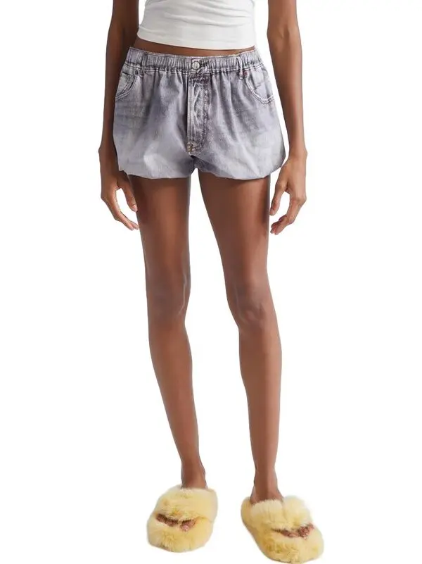 Acne Studios Pebby Denim Trompe L'oeil Bubble Hem Shorts - Grey